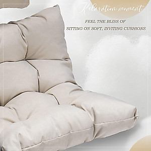 Bulexyard Swing Egg Chair with Stand Indoor Outdoor Wicker Rattan Patio Basket Hanging Chair with UV Resistant Cushions 350lbs Capacity for Bedroom Balcony Patio (Brown)