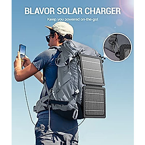 BLAVOR 10W Portable Solar Charger(5V/2A Max), Waterproof IP65 Foldable Solar Panel with Dual Smart USB Output Compatible with iPhone Xs/X/8/7, iPad, Samsung for Outdoor Hiking Camping Backpacking