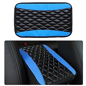 Pincuttee Pu Leather Console Armrest Cover 1PC, Car Center Console Pad Cover,Universal Armrest Box Mat,Waterproof Armrest Cover Center Console Pad(12.6"x7.5", Blue)
