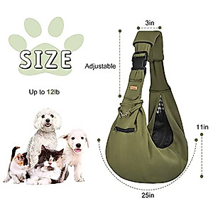 Cuby Dog Sling Carrier for Small Dogs, Hands Free Reversible Breathable Cotton, Safe Travel Sling Bag Carriers for Dog Cat Puppy Pet (Green)