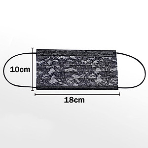 Fashion Lace Lace_Masks for Women 50pcs,Lace Disposable Face_Masks 3-Ply Breathable Black, Lace Pattern 3 Ply Face_Mask with Elastic Earloop