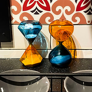 Hourglass Sand Timer Hour Glasses with Sand 30 Minutes & 15 Minute Hourglass Blue Timer Sand Clock Set of 2, Orange Hour Glasses Decorative Sand Watch for Yoga,Study Timer,Game,Desk,Office,Kitchen