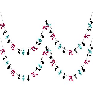 HappyField Tik Tok Party Decorations Tik Tok Music Note Garland Tik Tok Party Banner Black Teal Fuchsia Music Note Garland Music Note Streamer Tik Tok Birthday Party Decorations Tik Tok Party Supplies
