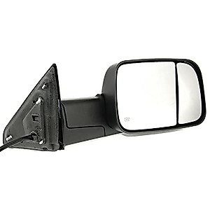 MyParts Mirror Tow Power Heated Signal Puddle Light Textured Black Right Passenger Side Compatible with Ram PU