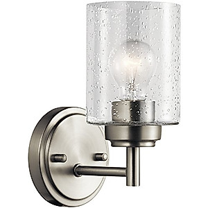 Kichler Winslow 9.25" Wall Sconce in Brushed Nickel, 1-Light Modern Wall Mount Fixture with Clear Seeded Glass , 45910NI