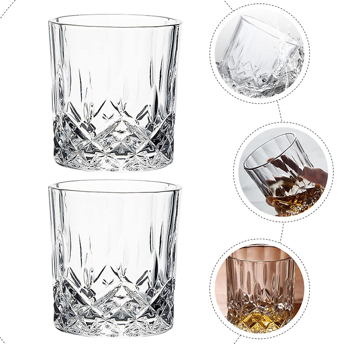 UPKOCH Crystal Whiskey Glasses Tumbler Set: 4Pcs Vintage Whiskey Glasses Whiskey Tumblers Crystal Glasses Cocktail Glass for Bar