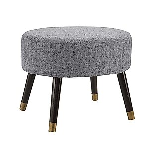Convenience Concepts Designs4Comfort Mid Century Oval Ottoman Stool, Light Charcoal Gray Linen