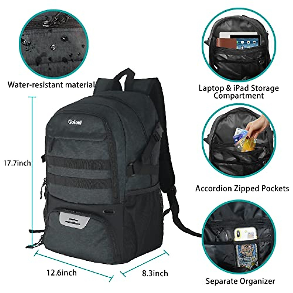 Goloni | Large soccer backpack bag with shoe and ball compartment, soccer backpack, baseball, softball, volleyball sport bag, travel gym backpack, basketball training equipment Water Resistant