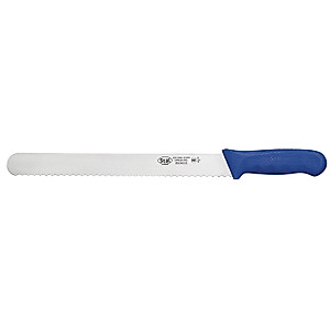 Winco KWP-121U Stäl Stamped Cutlery Wavy-Edge Slicer Bread Knife 12" Stainless Steel Blade, Blue Plastic Handle