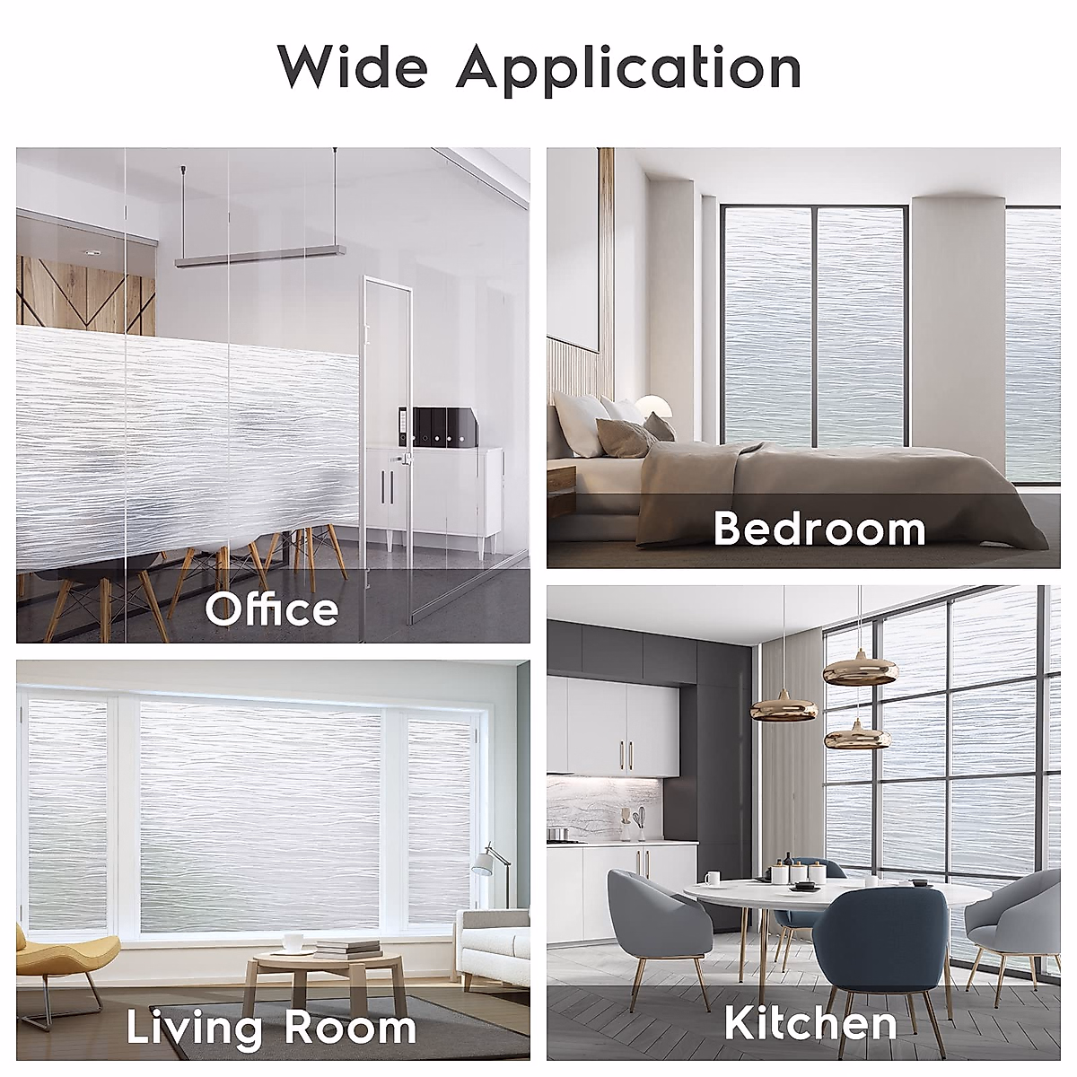 rabbitgoo Window Privacy Film Frosted Glass Film Removable Vinyl Door Coverings UV Blocking Decorative Static Cling Non-Adhesive Window Clings Sticker for Home Decor, 11.8 x 78.7 Inches