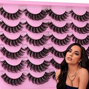 False Eyelashes Natural Lashes Pack 15mm Fluffy Mink Lashes Natural Look Wispy Cat Eye lashes False Lashes 14 Pairs Multipack by Yawamica