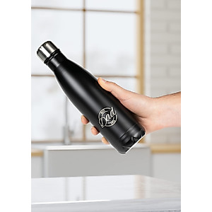 Best Dad Ever Black Water Bottle Stainless Steel & Vacuum Insulated Water Bottle Thermos for Hot & Cold Water, 17 oz Reusable Metal Bottle