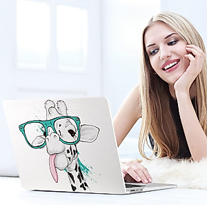MEEgoodo for MacBook Air 13.6 inch Case 2024 2022 A3113 A2681 M3/M2 Chip, Crocodile Laptop Hard Shell Cases with Keyboard Cover & Camera Cover Compatible with MacBook Air M2 Case, Funny Giraffe