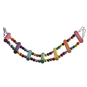 TOPINCN Natural Wood Climbing Ladder Toy Colorful Natural Wood Beads Climbing Ladder Toy Parakeet Swing Bird Toy with Hanging Hook