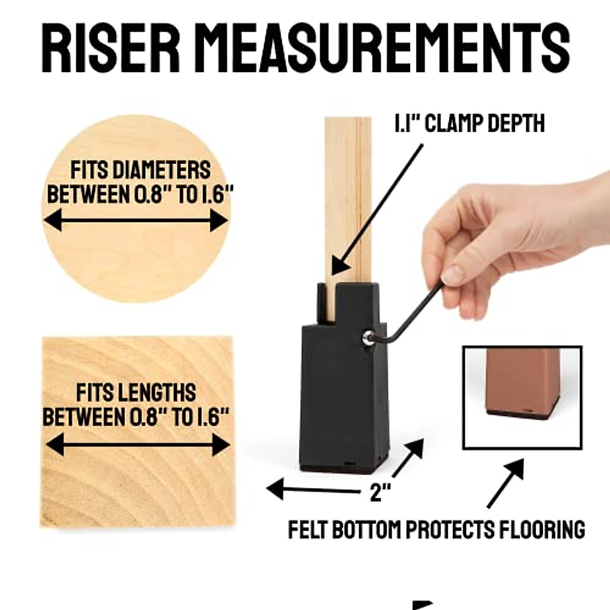 Goods4U Beige 4" Furniture Risers with Adjustable Screw Clamp | Easily Attaches to Legs with Diameter 0.8"-1.6" | Helps Posture, Back & Neck, Carpal Tunnel | Buy Now and “Level Up” Your Life!