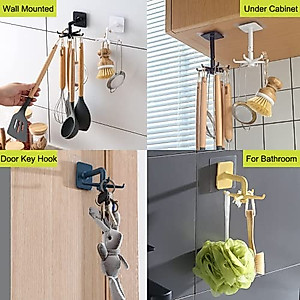 360° Rotating Folding Hook Multi-Purpose,180 Degrees Vertical Flip Hook No Drilling Self Adhesive Flip Waterproof Hooks, Space Saving Easy to Install, Suitable for Home Bathroom Kitchen Office, Black