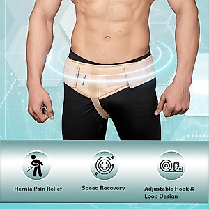 Wonder Care- Inguinal Hernia Support Truss for Single Inguinal or Sports Hernia with one Removable Compression Pads & Adjustable Groin Straps Surgery & Injury Recover A-103 Right-XL