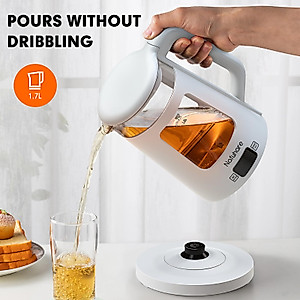 Electric Kettle with Temperature Control, 5 Presets Colors LED Lights, 1500W Fast Boiling, Glass Tea Kettle & Hot Water Boiler, Keep Warm, 100% BPA Free, Stainless Steel Bottom, 1.7L (White, 1.7L)