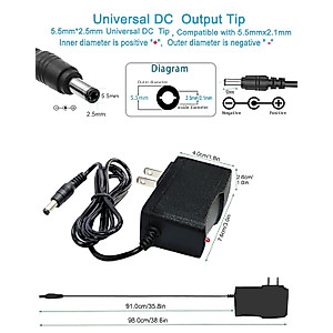 5 Volt 2A DC Power Supply Cord Adapter 100V-240V AC to DC 5V 2000mA 1.5A 1A 0.5A Power Adapter Supply 10W AC Adapter 8 Tips for Monitor, USB Hubs, Keyboard, LED, Weight Scale, CCTV Security System