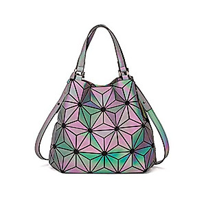 Geometric Luminous Purses and Handbags Holographic Purse Lumikay Bag Reflective Leather Irredescent Tote NO.4