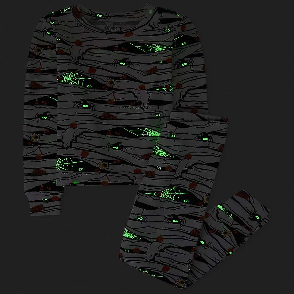 The Children's Place Kids 2 Piece Family Matching, Halloween Pajama Sets, Cotton, Glow Mummy, 8