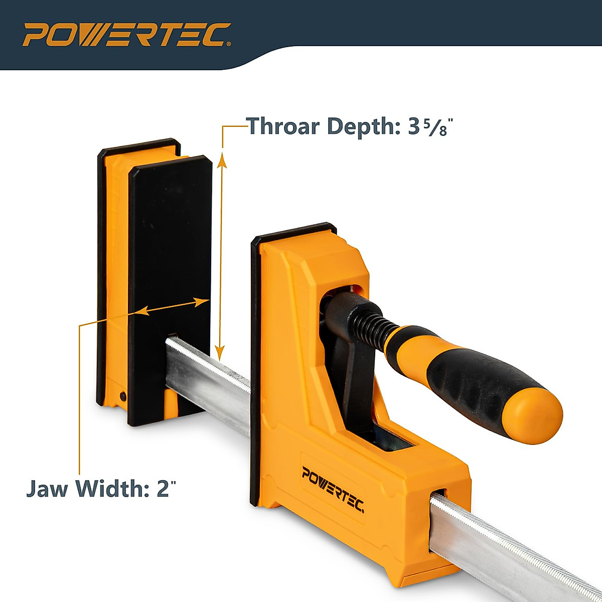POWERTEC 71602 40-Inch Parallel Clamps for Woodworking | 90 Degree Heavy Duty Steel Bar Jaw Clamp Spreader Tool | 2PK