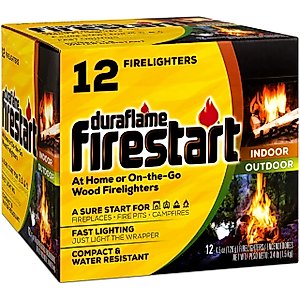 Fire Starter for Indoor and Outdoor Use - Quick Ignition Fire Logs for BBQ, Fireplace, Fire Pit and Campfires (12 Pack)