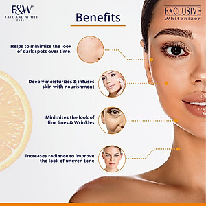 Fair and White Exclusive, Skin Brightening Cream with Vitamin C | 1.7 Fl oz / 50g | Reduce Appearance of Fine Lines & Wrinkles - with Glycerin and Castor Oil, For Face & Body