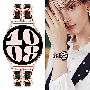 G-ficu Galaxy Watch 7 6 5 4 FE Band 20mm Chain Band for Samsung Galaxy Watch 4 5 6 7 Band 40mm 44mm, Women Metal Band for Samsung Watch Bands/5Pro/Watch 4 6 Classic/Watch 3 41mm/Active 2-Rose Gold