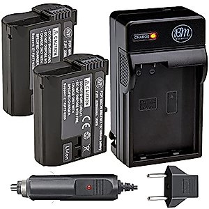 BM Premium 2 Pack of EN-EL15C High Capacity Batteries and Charger for Nikon Z5, Z6, Z6 II, Z7, Z7II D780, D850, D7500, D500, D600, D610, D750, D800, D800E, D810, D810A, D7000, D7100, D7200 Cameras