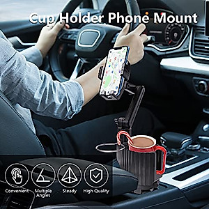 AQTZGOS Car Cup Holder Phone Mount ,2 in 1 Adjustable Cup Holder Extender Adjustable Base with 360° Rotation, Cup Phone Holder for All Smartphones