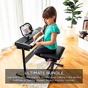 Best Choice Products 61-Key Electronic Keyboard Piano Portable Electric Keyboard Complete Beginner Keyboard Set w/LED Screen, Power Adapter, Stand, Bench, Headphones, Microphone