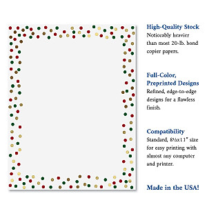 Foil Confetti Letter Papers - Set of 25, Stationery Papers, 8.5" x 11", Computer Paper, 70# Text Paper, Holiday, Christmas, Invitations, Newsletters…