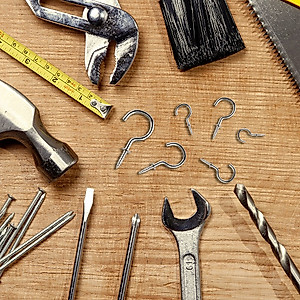 KUUQA 75 Pcs Multi-Size Nickel Plated Metal Ceiling Hooks Screw Cup Hook Holder (Silver)