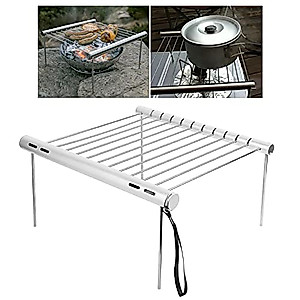 Portable Stainless Steel Burner Bracket,BBQ Grill, 12in Foldable Outdoor Gas Stove Pot Rack, Heat Resistance Burner Stove Stand with Screw Sleeve for Camping Barbecue Cooking Party