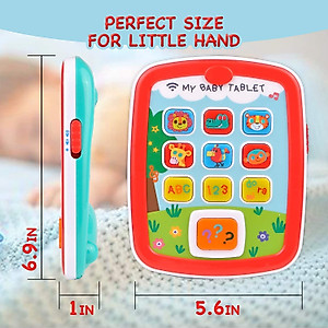 Awefun Baby Tablets Toys, Toddler Musical Play Tablet Toy 6-12 12-18 18-24 Months, Baby Tablet Learning Educational Baby Toys for 1 2 3 Year Old Boys Girls with Music Light