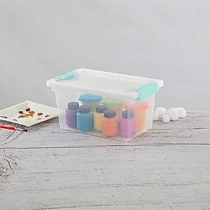 Sterilite Plastic Medium Clip Stacking Storage Box Container with Latching Lid for Home, Office, Workspace, and Utility Space Organization, 4 Pack