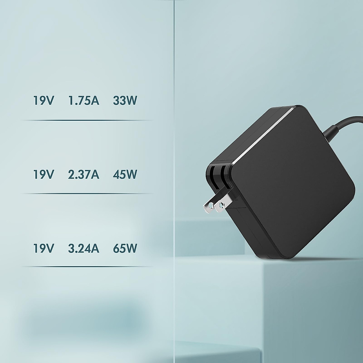 65W 45W 33W Laptop Charger for Asus, with 5 Different Round Connectors for Asus VivoBook ZenBook Chromebook and More Notebook Replacement Power Supply Adapter