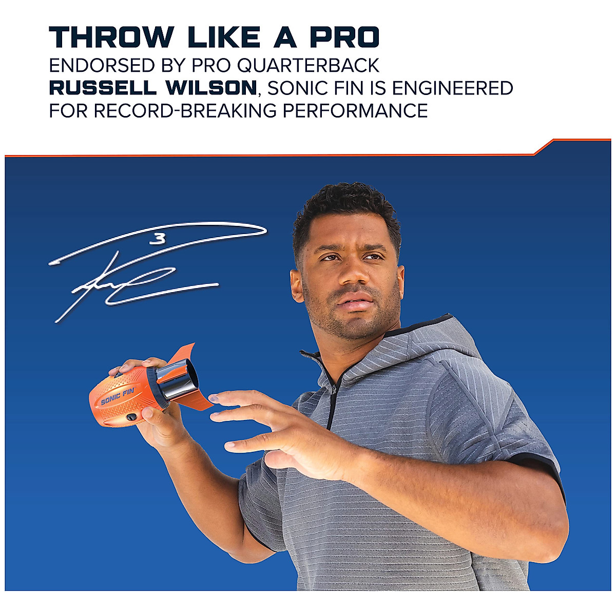 Aerobie Sonic Fin Football, Aerodynamic Russel Wilson Toy, Now with Softer Foam & Fins, Outdoor Games for Kids and Adults Aged 8 and Up, Orange