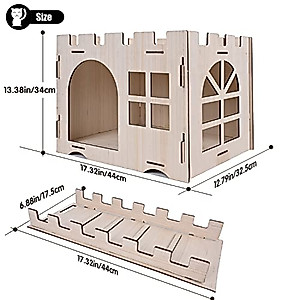 Extra Large Wooden Rabbit Castle with Ladder - Wood Cat Beds for Indoor Cats, Rabbit Hideout Bunny House Luxurious Small Animal Rest and Play House for Chinchilla Guinea Pig Hamster Hideout Habitat