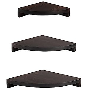 Lawei Set of 3 Wood Corner Shelf Wall Mount, Solid Wood Floating Corner Shelves Wall Hanging Corner Shelves for Display of Books, Small Plant, Photos, Wall Decor
