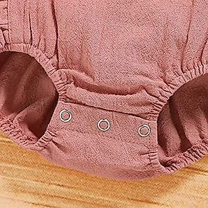 Shalofer Baby Girls One Year Old Outfits First Birthday Romper Cute Backless Ruffles Jumpsuit with Headband (Pink,12-18 Months)