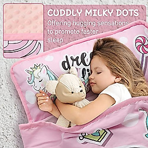 TANOSHII® Toddler Nap Mat with Pillow and Blanket, Portable Kids Sleeping Mats for Daycare, Preschool, 21" x 53", Lightweight and Soft Sleeping Bags for Kids (Unicorn, 21" x 53")