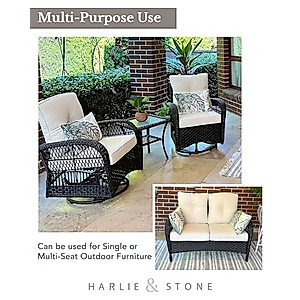 Harlie & Stone Outdoor Seat Cushion, Patio Chair Cushions, Outdoor seat Cushions Set of 2, Replacement Cushions for Outdoor Furniture, Outdoor Chair Cushion, 22 x 22 Outdoor Cushions - Beige