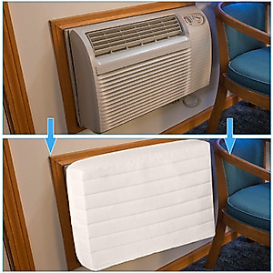 Tatuo 2 Pieces Indoor Air Conditioner Cover Inside Window Unit Double Insulation Cover with Drawstring (White, 21 x 14 x 3 Inch)