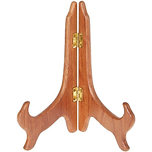 Bard's Hinged Medium Wood Plate Stand, 7" H x 6" W x 4.25" D (For 7" - 8.5" Plates)