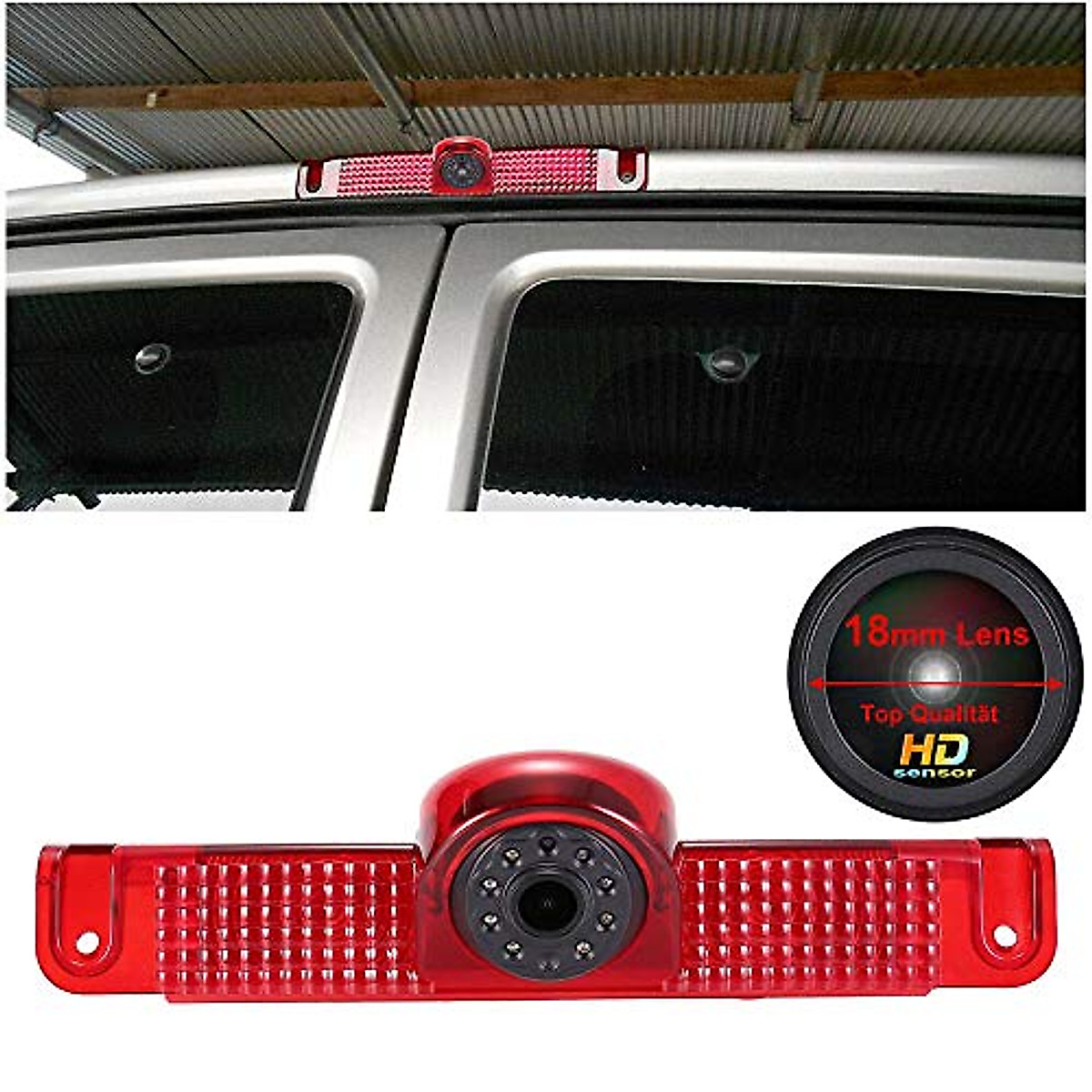 Navinio Super HD 1280*720 Pixels Car Third Roof Top Mount Brake Lamp Camera Brake Light Rear View Backup Camera for Chevrolet Express GMC Savana Vans Exporer Vans Cargo Reverse Parking Camera