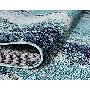 Unique Loom Jardin Collection Colorful, Vibrant, Abstract Watercolor Area Rug, 5' 1" x 8' Rectangle, Blue/Gray