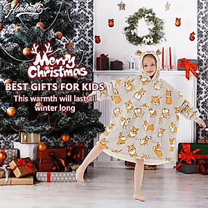 Homemate Wearable Blanket Hoodie, Cute and Funny Patterns Oversized Hoodie Sweatshirt Blanket for Adults Women Men，Cozy，Warm，Fuzzy Hoodie Blanket