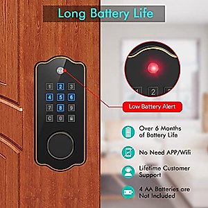 Keyless Entry Door Lock, DIHOOM Electronic Smart Lock, High Security Front Door Lock Easy to Install, Auto Lock Keypad Deadbolt Featuring SmartKey, 10 Customizable User Codes